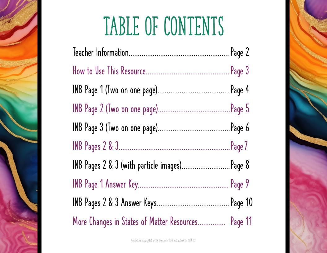 Changes in States of Matter Phase Changes Notes Interactive Science ...