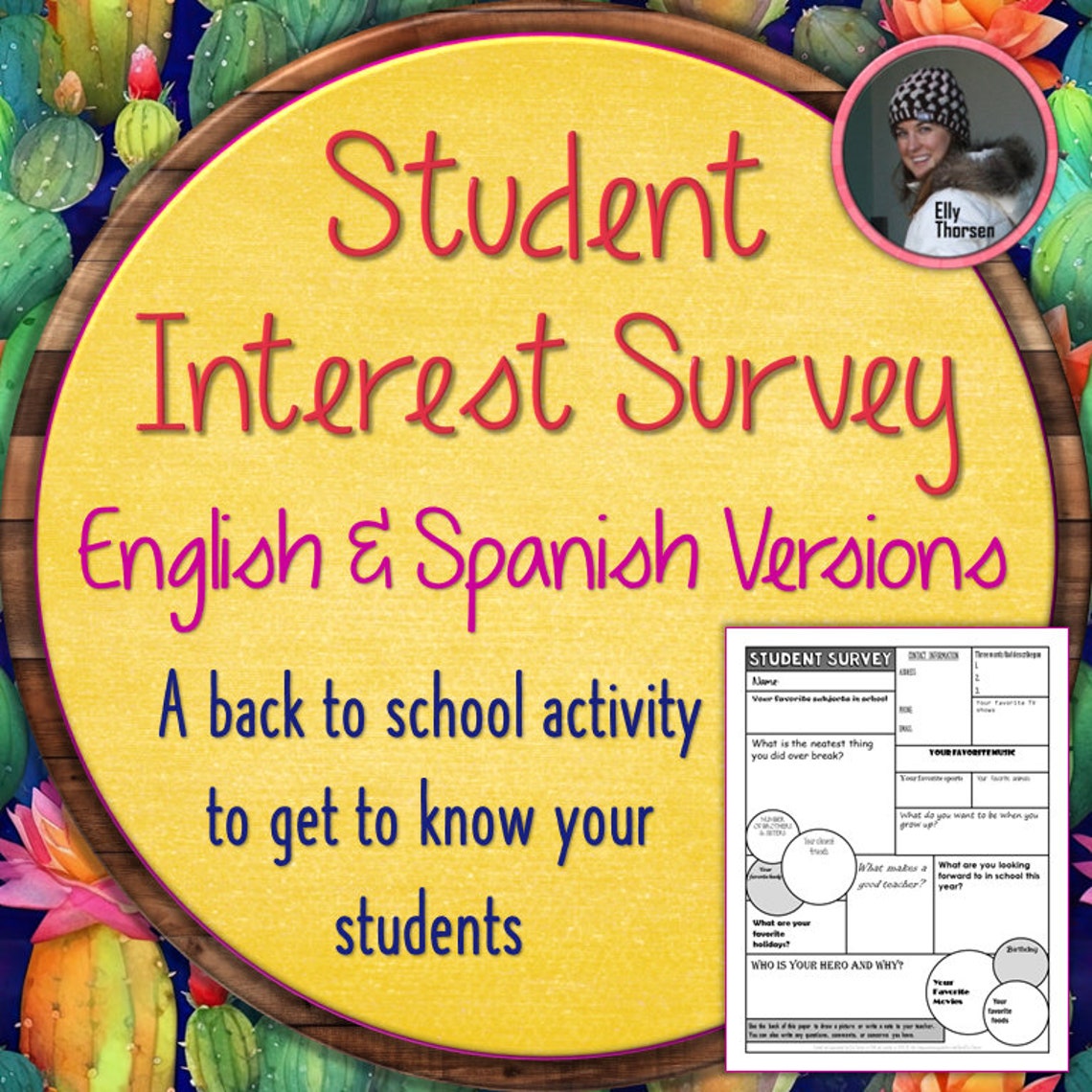 Beginning of the Year Student Interest Survey in English and Spanish ...