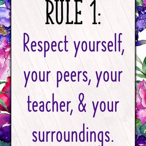 Classroom Management Class Rules & Consequences Posters: Floral Theme ...