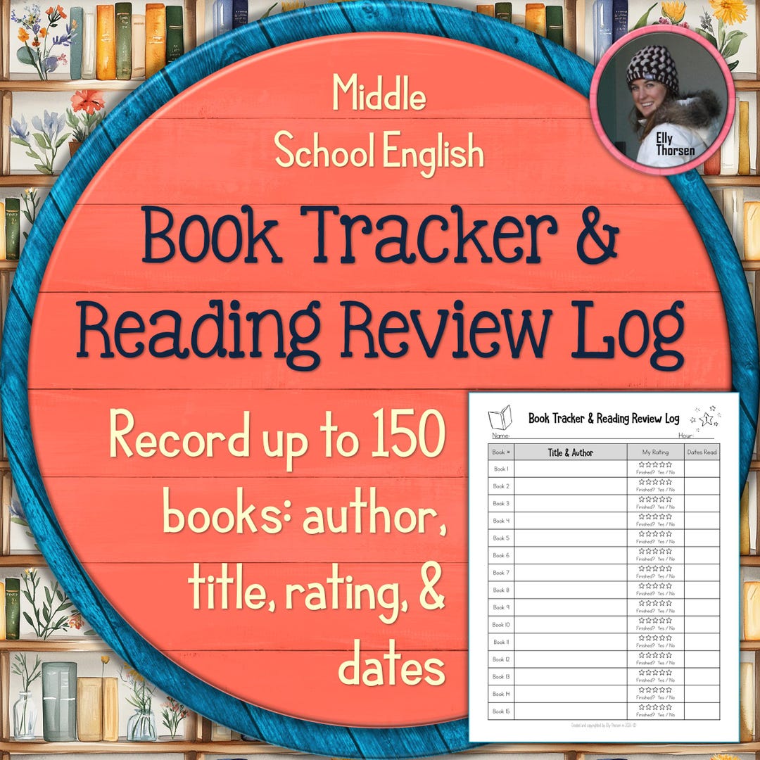 Reading Log Book Review Tracker With Star Rating Space for Middle ...