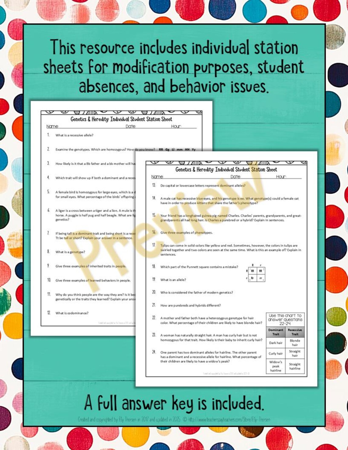 Genetics and Heredity Stations Activity or Lab for Middle School ...