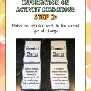 Physical and Chemical Changes Card Sorting Activity - Etsy