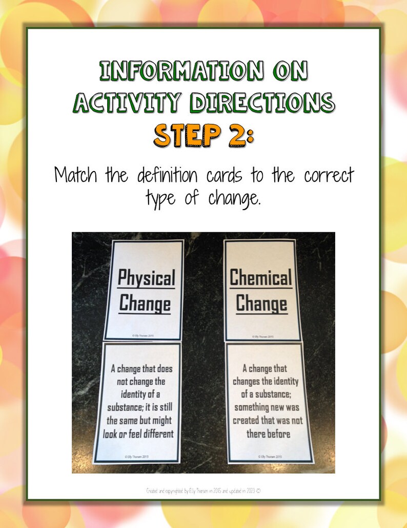 Physical and Chemical Changes Card Sorting Activity - Etsy