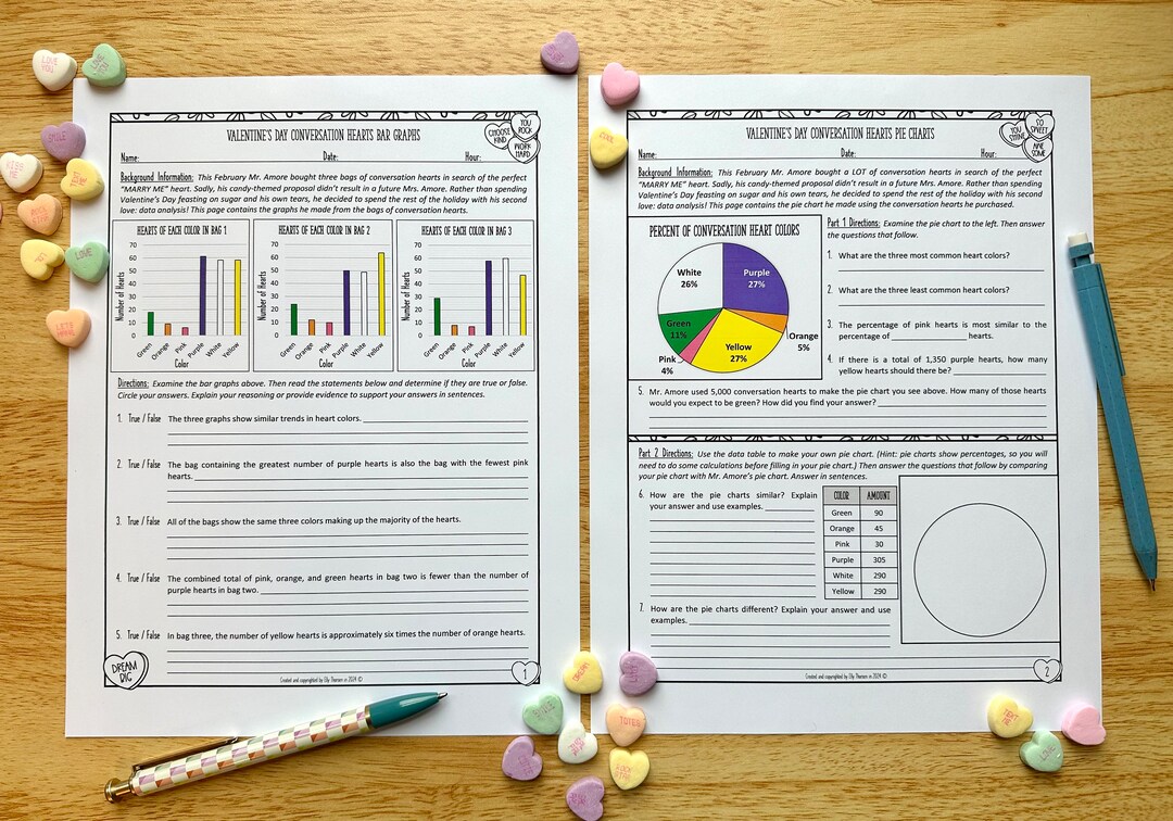Valentine's Day Activity for Math or Science: Bar Graphs & Pie Charts ...