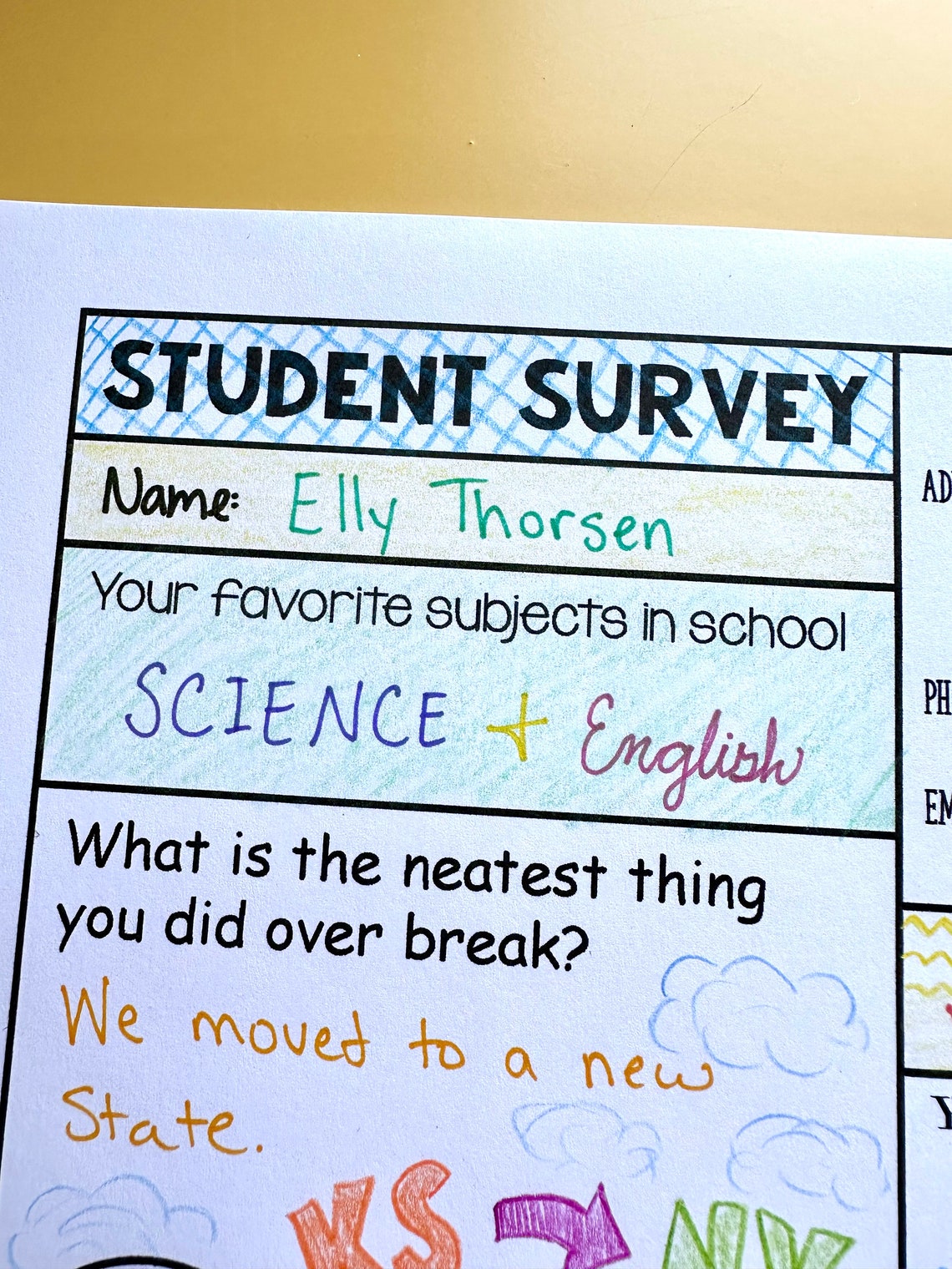 Beginning of the Year Student Interest Survey in English and Spanish ...