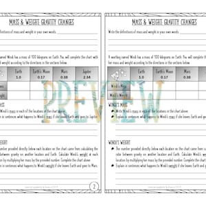 Mass and Weight Interactive Notebook Pages and Powerpoint Notes - Etsy