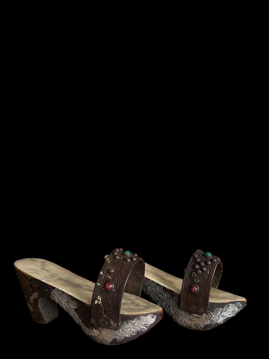 Pair of Ottoman Wooden Hammam Shoes/slippers, 19th Century, Silver ...