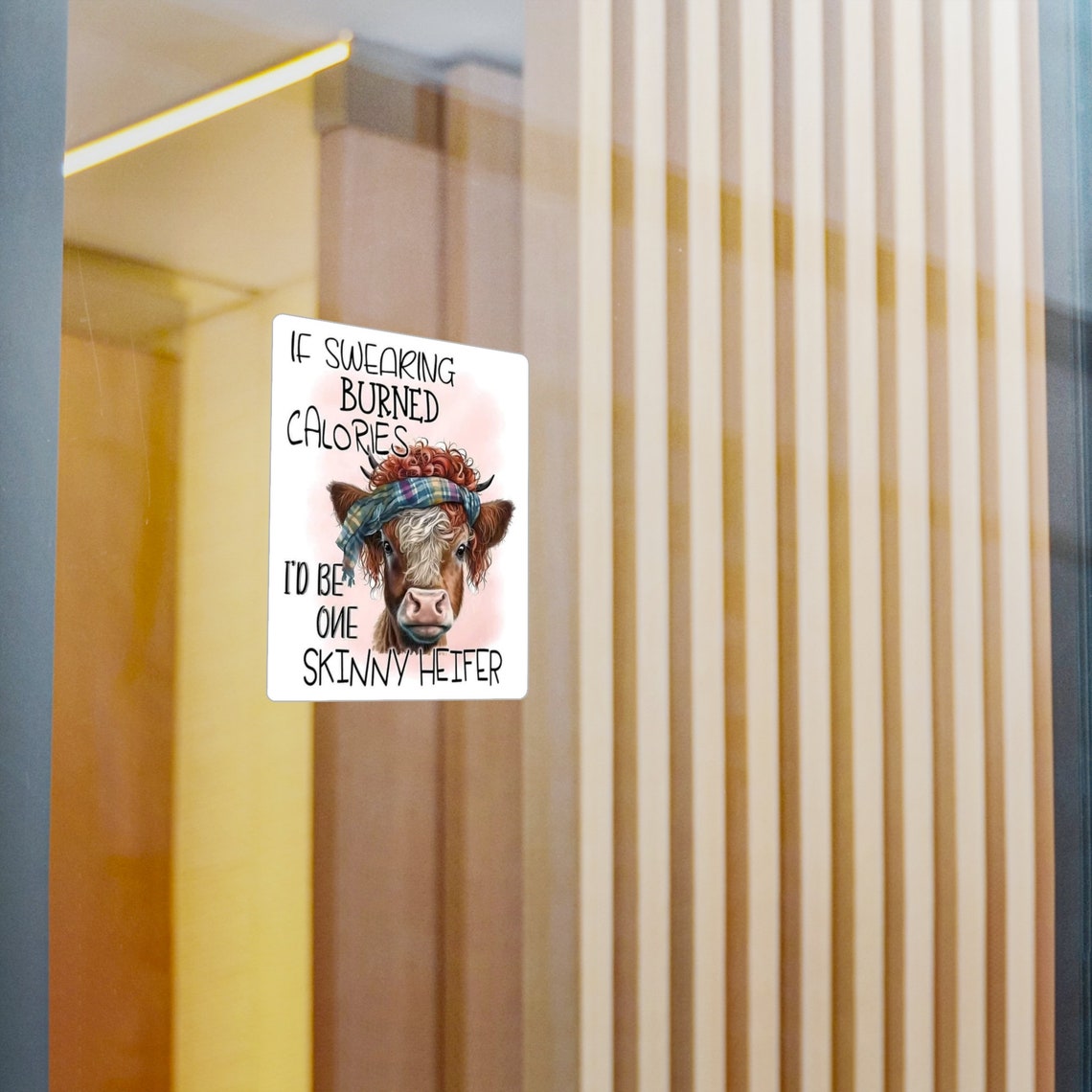 Kiss-cut Skinny Heifer Cow, Vinyl Decal, Cow Sticker, Sticker Gift for ...