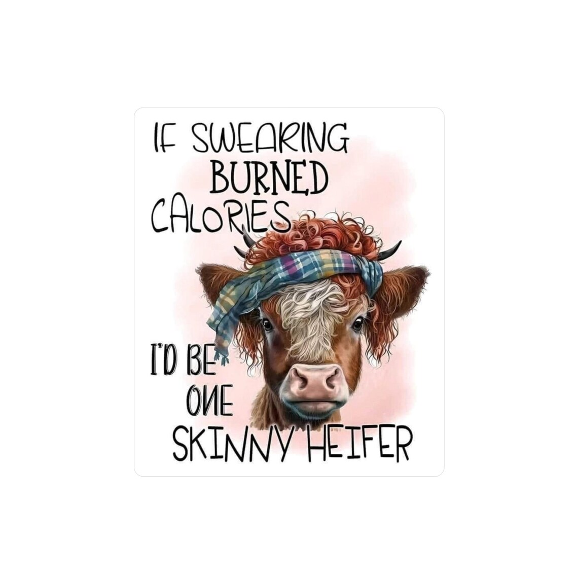 Kiss-cut Skinny Heifer Cow, Vinyl Decal, Cow Sticker, Sticker Gift for ...