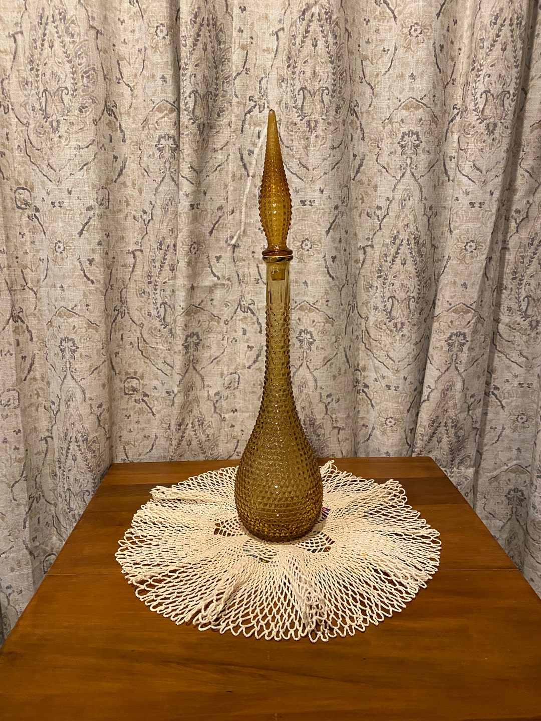 Beautiful Mid Century Modern MCM Barware Decanter Atomic Tall Amber ...