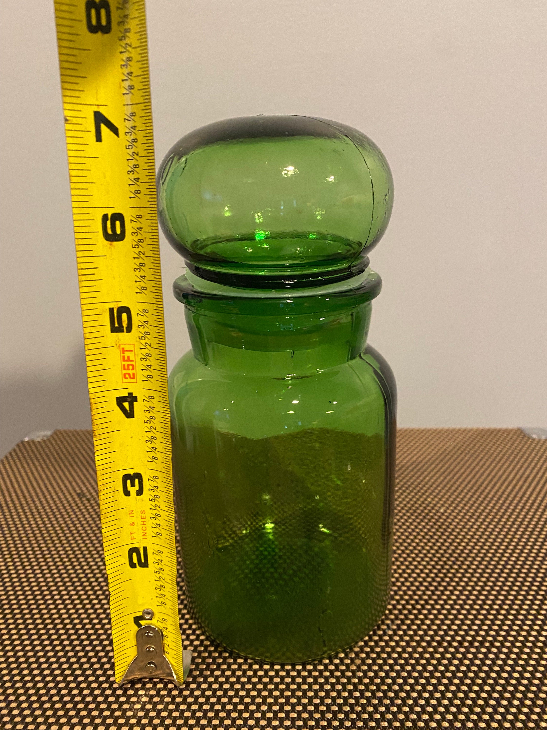 Vintage Apothecary Emerald Green Glass Bubble Lid Jar, Made in Belgium ...