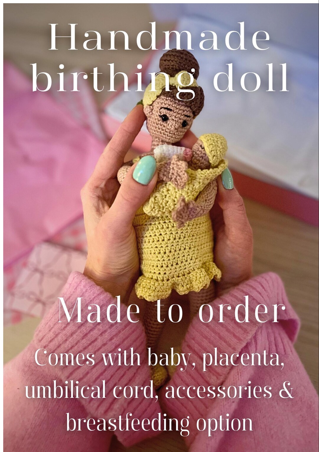 Crochet Birthing Doll Set – Handmade Educational Toy With Baby ...