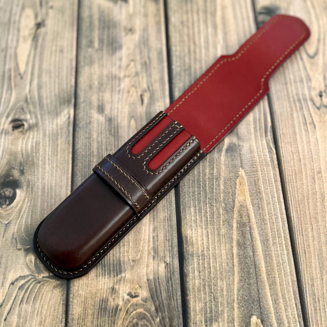 Brown Leather 2 Pen Case, Wet Molded Pen Holder, Fountain Pen Case ...