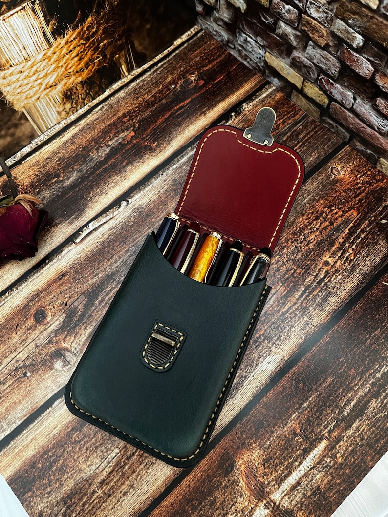 Dark Green Five Compartment Pen Holder, Wet Molded Pen Holder, Fountain ...