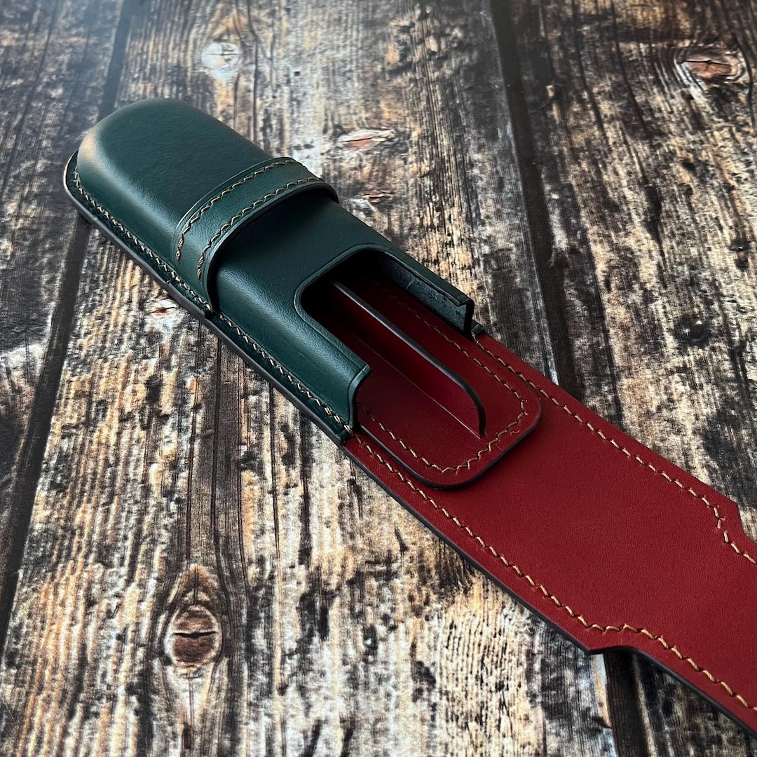 Green Leather Two Pen Case, Fountain Pen Case, Luxury Pen Divider - Etsy