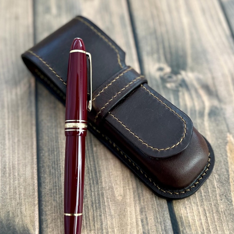 Brown Leather 2 Pen Case, Wet Molded Pen Holder, Fountain Pen Case ...