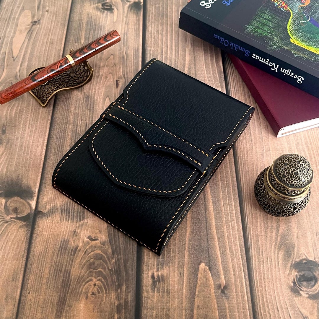 Leather Pen Case Five Pens, , Black Leather Pen Holder, Pencil Case ...