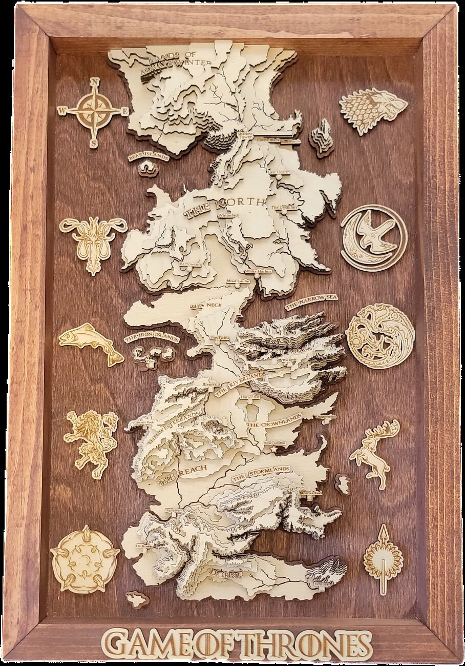 Topographic Map of Westeros - Etsy