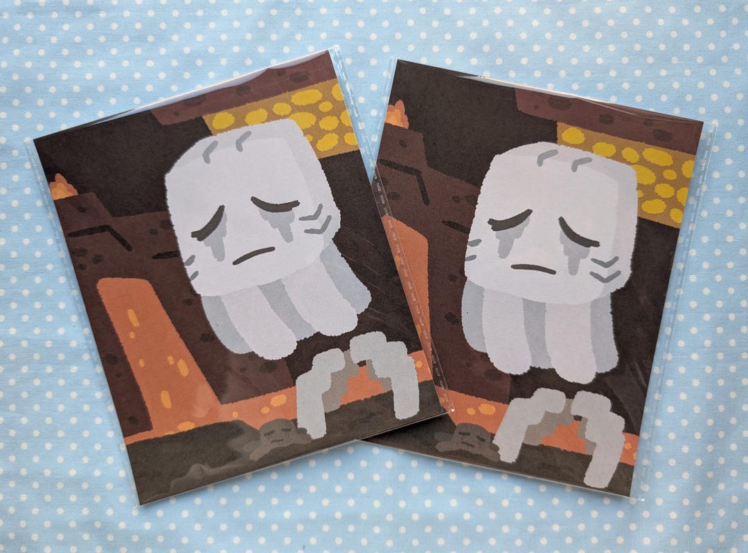 Sad Ghast Nether Minecraft Inspired Print Withered Ghast - Etsy