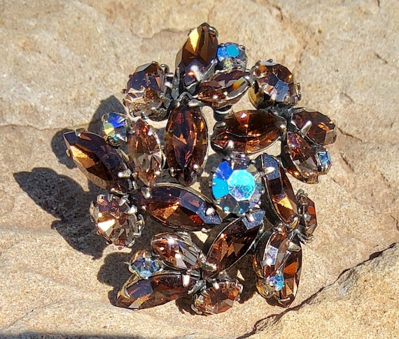 Vintage Regency smokey quartz brooch - Gem