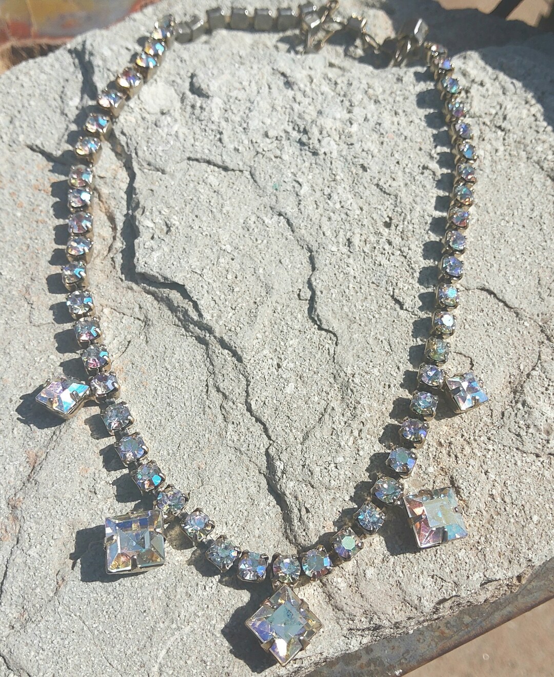Vintage Weiss Rhinestone Necklace - Etsy