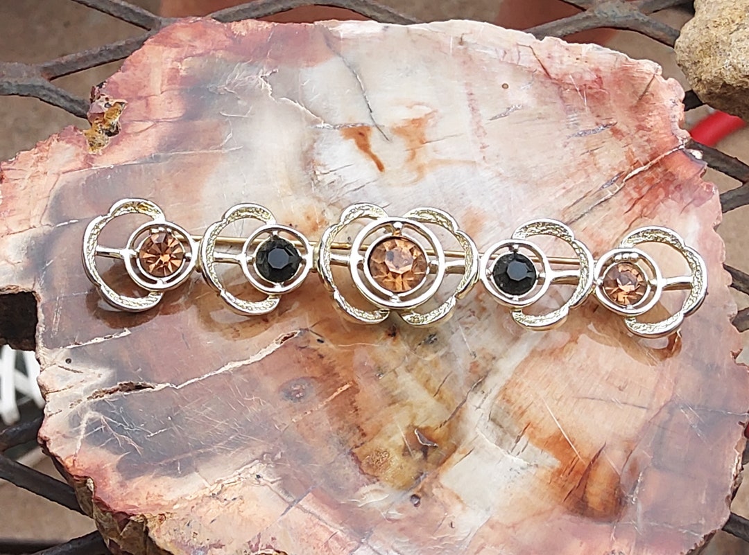 Vintage Sarah Coventry "amber Jet" Bar Brooch - Etsy