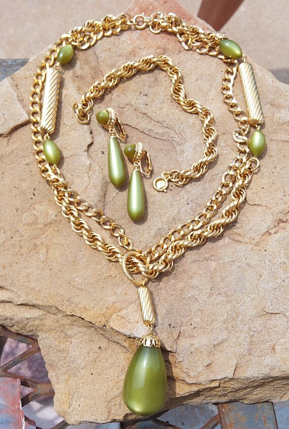 Vintage Sarah Coventry Golden Embers Long Necklace & … - Gem