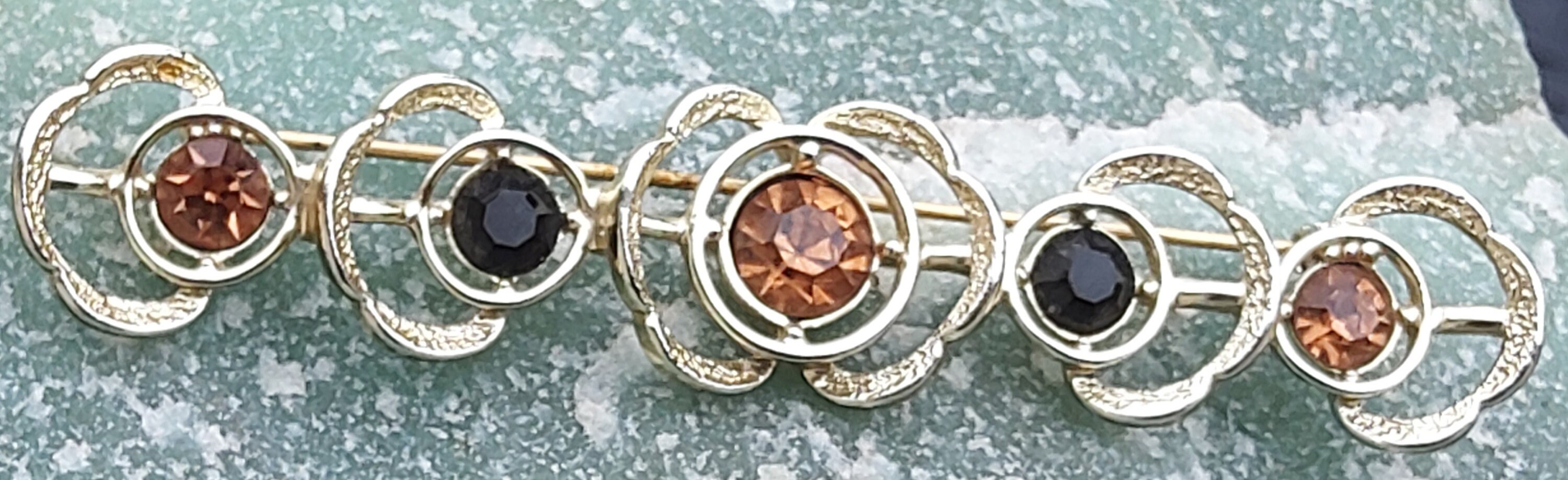 Vintage Sarah Coventry amber Jet Bar Brooch - Etsy