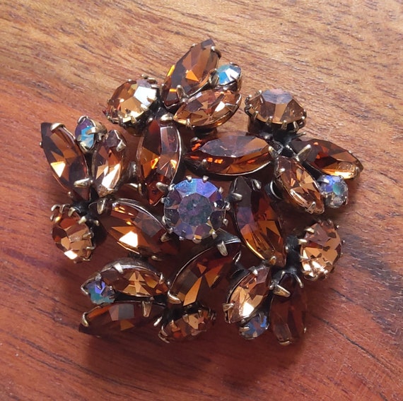 Vintage Regency smokey quartz brooch - Gem