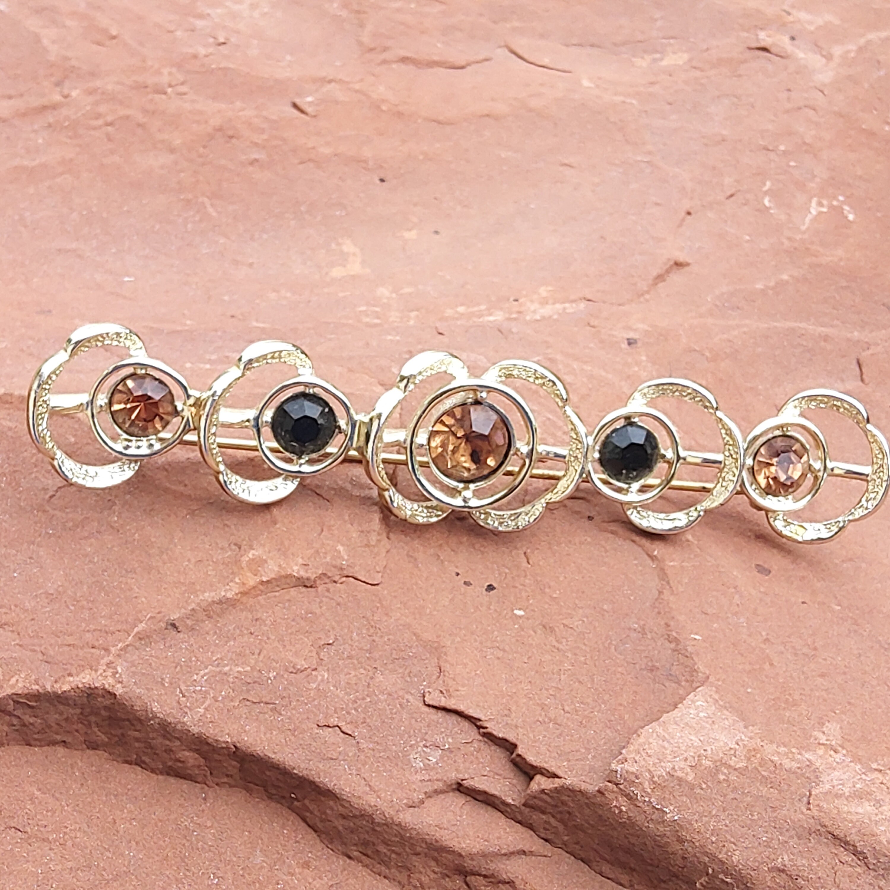 Vintage Sarah Coventry amber Jet Bar Brooch - Etsy