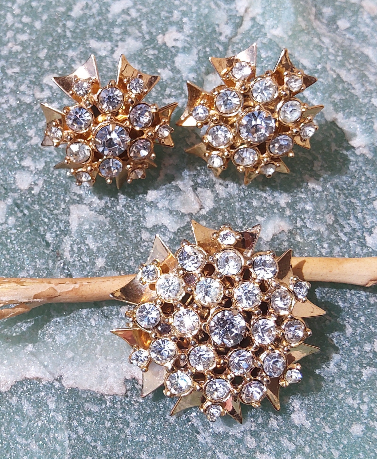 Vintage Emmons Sparklets Brooch and Earrings - Etsy