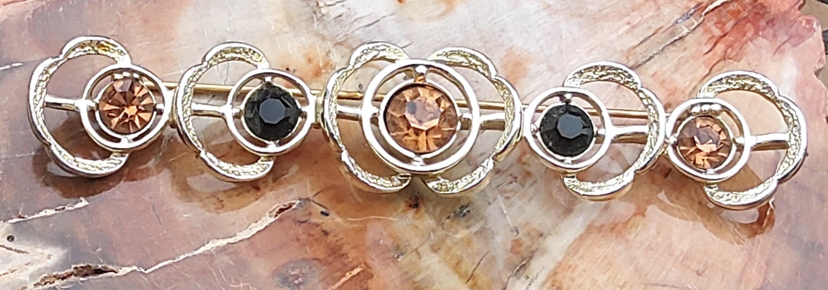 Vintage Sarah Coventry amber Jet Bar Brooch - Etsy