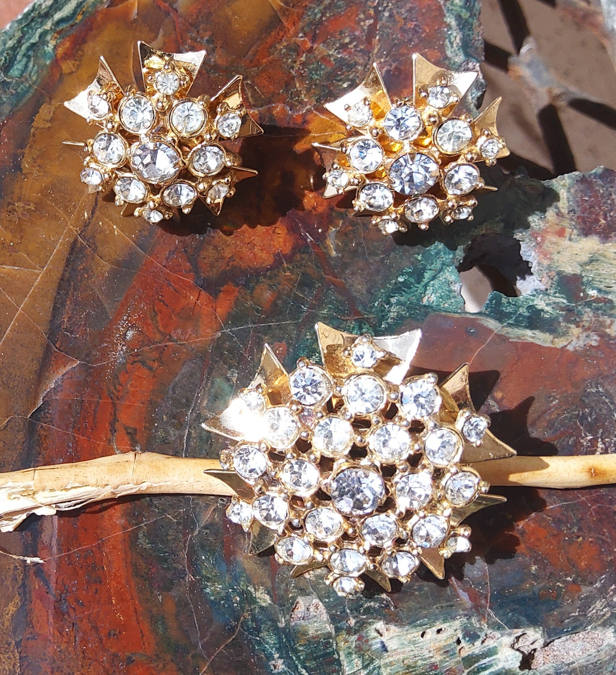 Vintage Emmons Sparklets Brooch and Earrings - Etsy