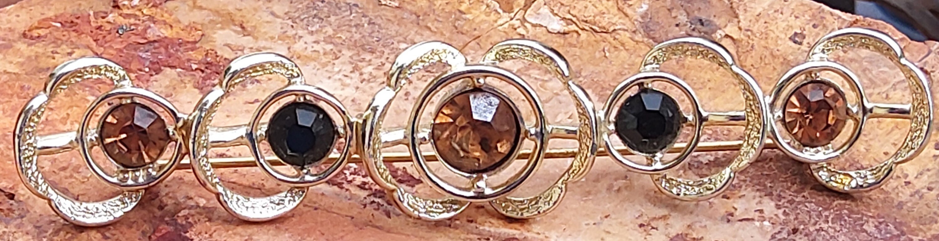 Vintage Sarah Coventry amber Jet Bar Brooch - Etsy