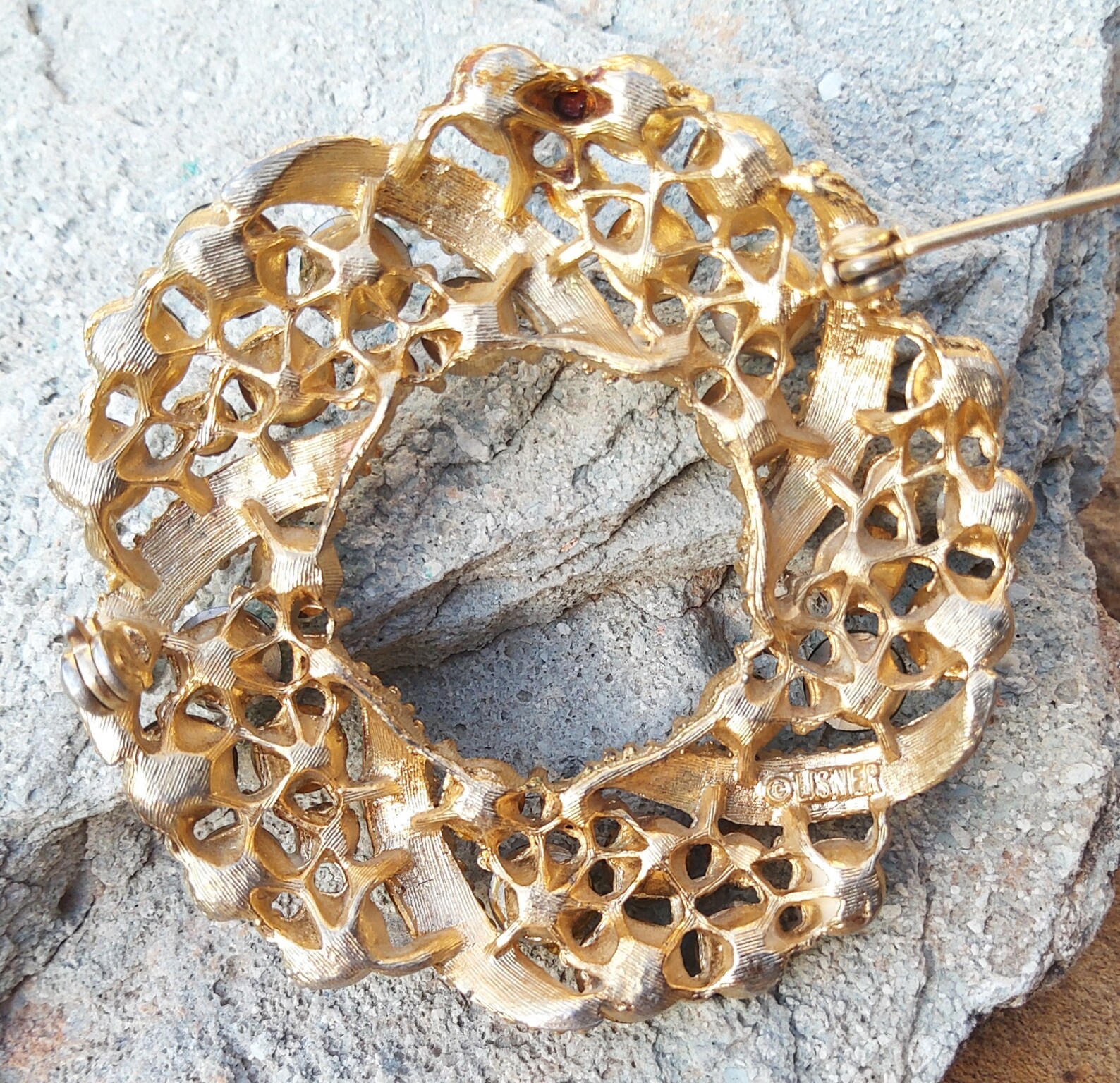 Vintage Lisner Green Rhinestone Brooch - Etsy