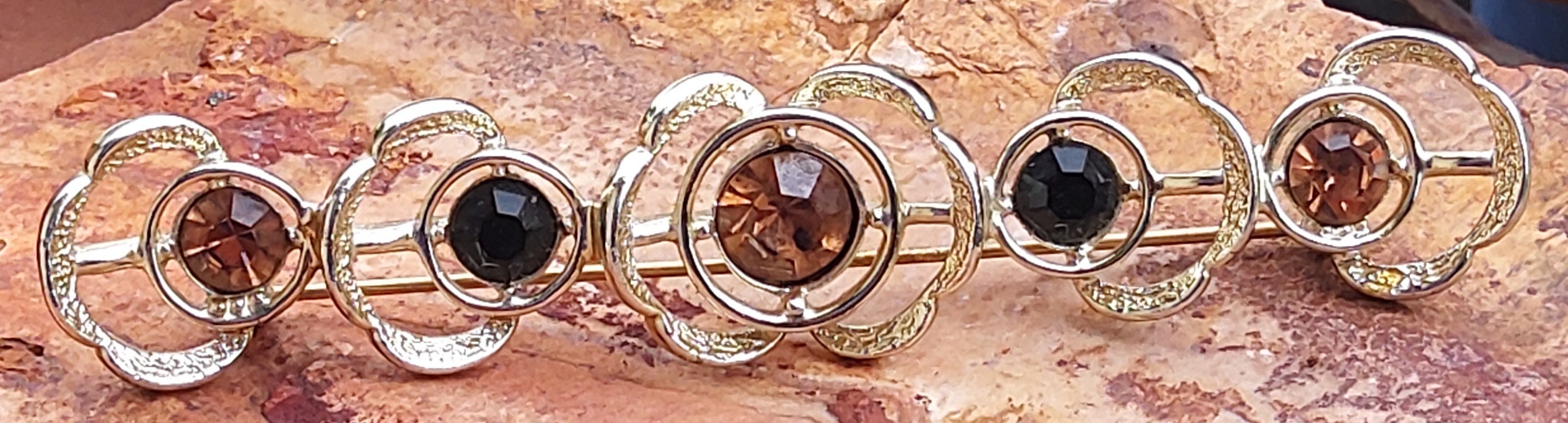 Vintage Sarah Coventry amber Jet Bar Brooch - Etsy