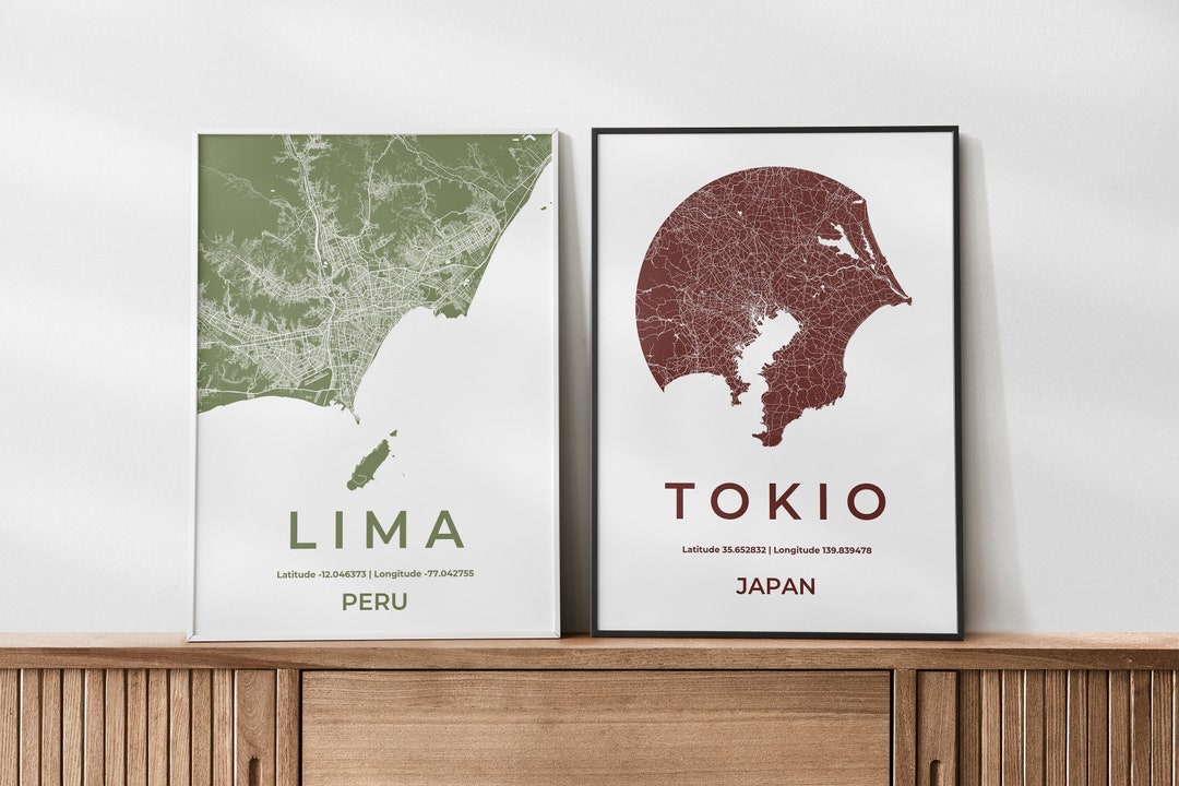 Personalized City Map Posters of Various Sizes Wall Art Single Piece ...