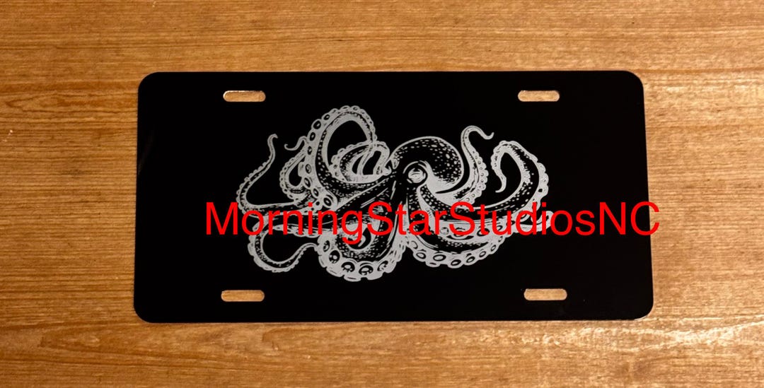 Octopus Aluminum License Plate Laser Etched Car Vehicle Truck Tag Man ...