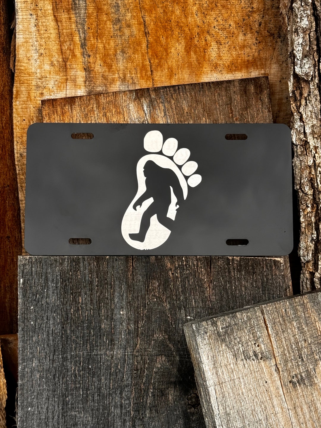 Bigfoot Sasquatch Aluminum License Plate Laser Etched Car Tag Man Cave ...