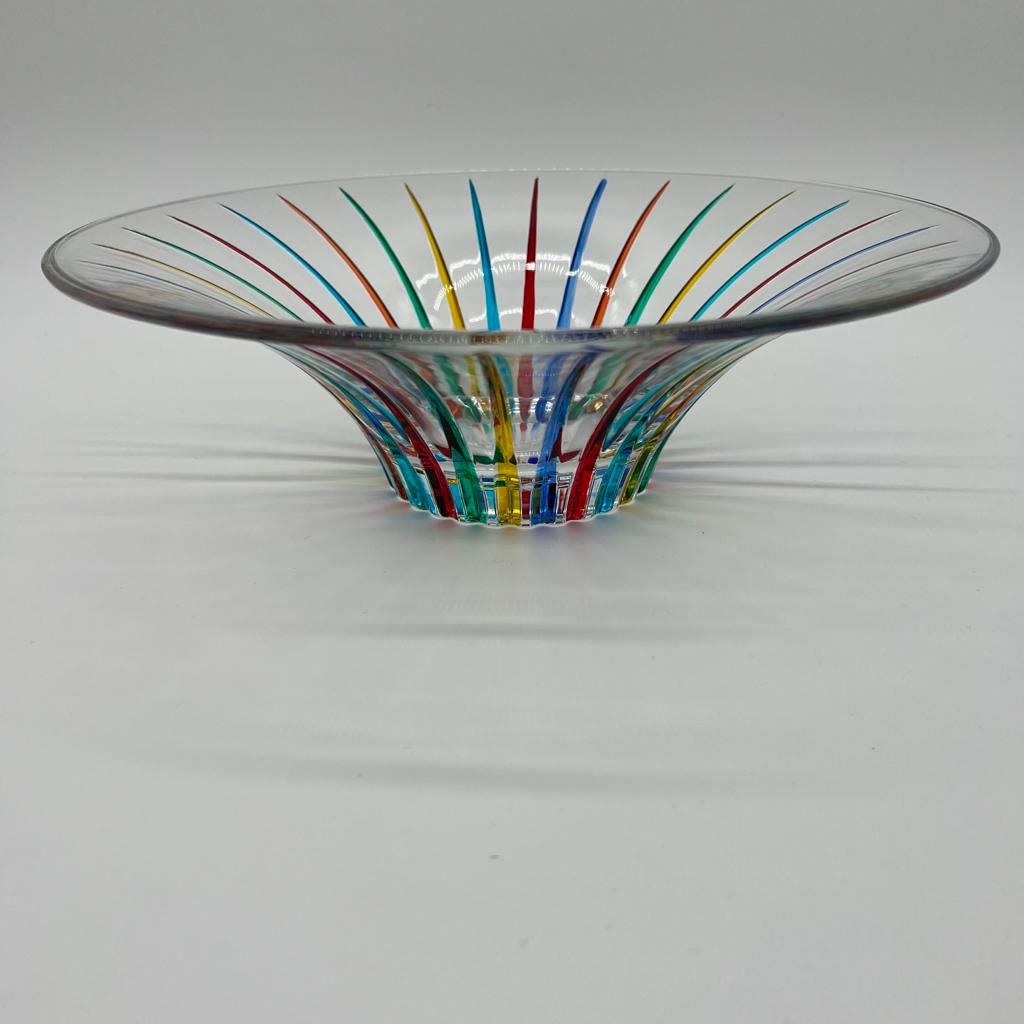 1980's 'zecchin' Style Italian Murano Multicolored Crystal Fruit Bowl ...