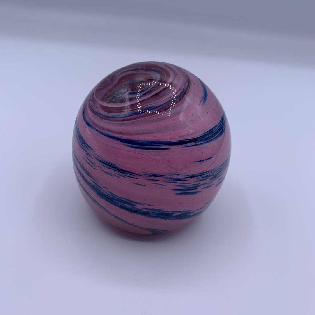 1970s Mdina Glass Paperweight Swirl Design Purple, Blue Colouring ...