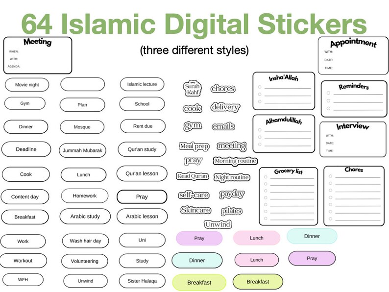 Islamic Digital Stickers - Etsy