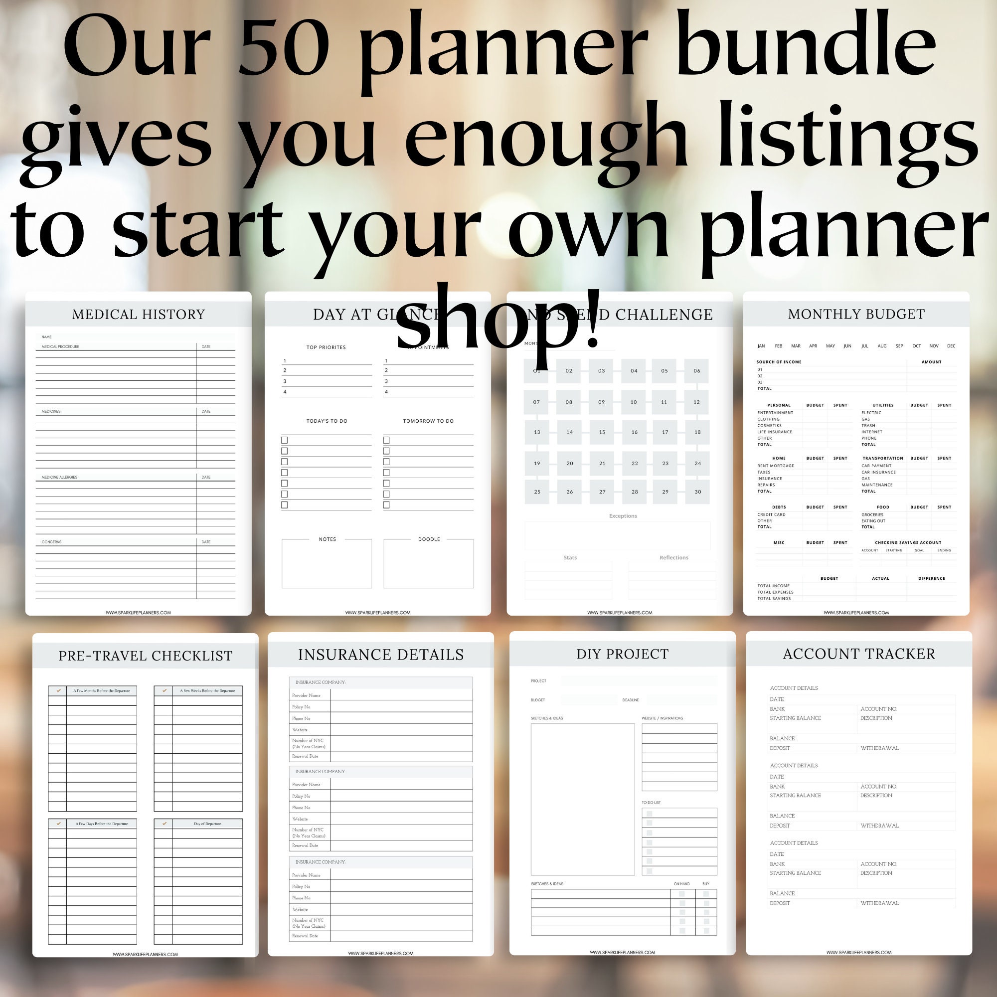 50 Planner Templates Master Resell Rights Undated Digital Planner ...