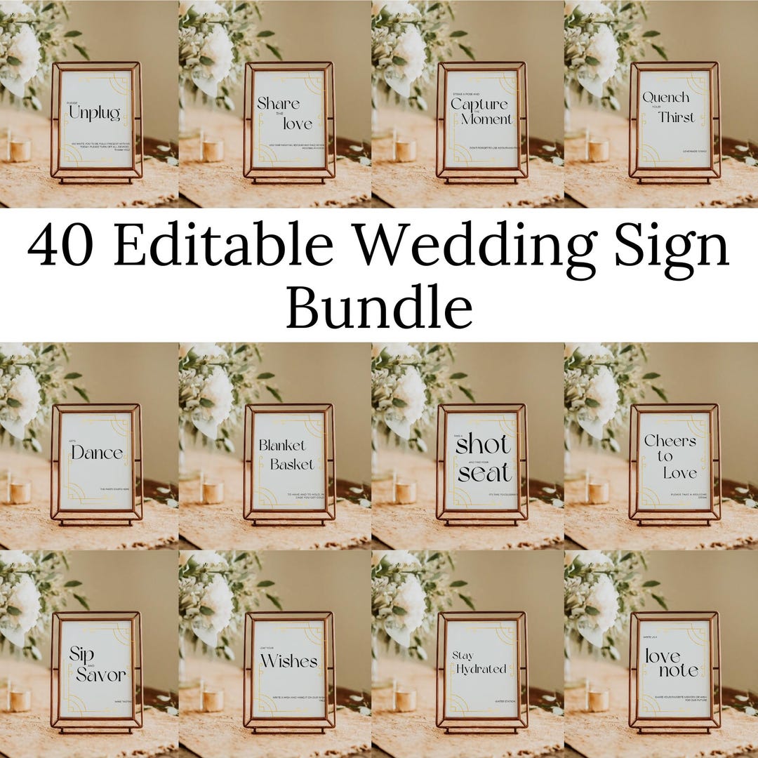 Art Deco Wedding Sign Templates: 40 Editable Canva Designs (digital ...
