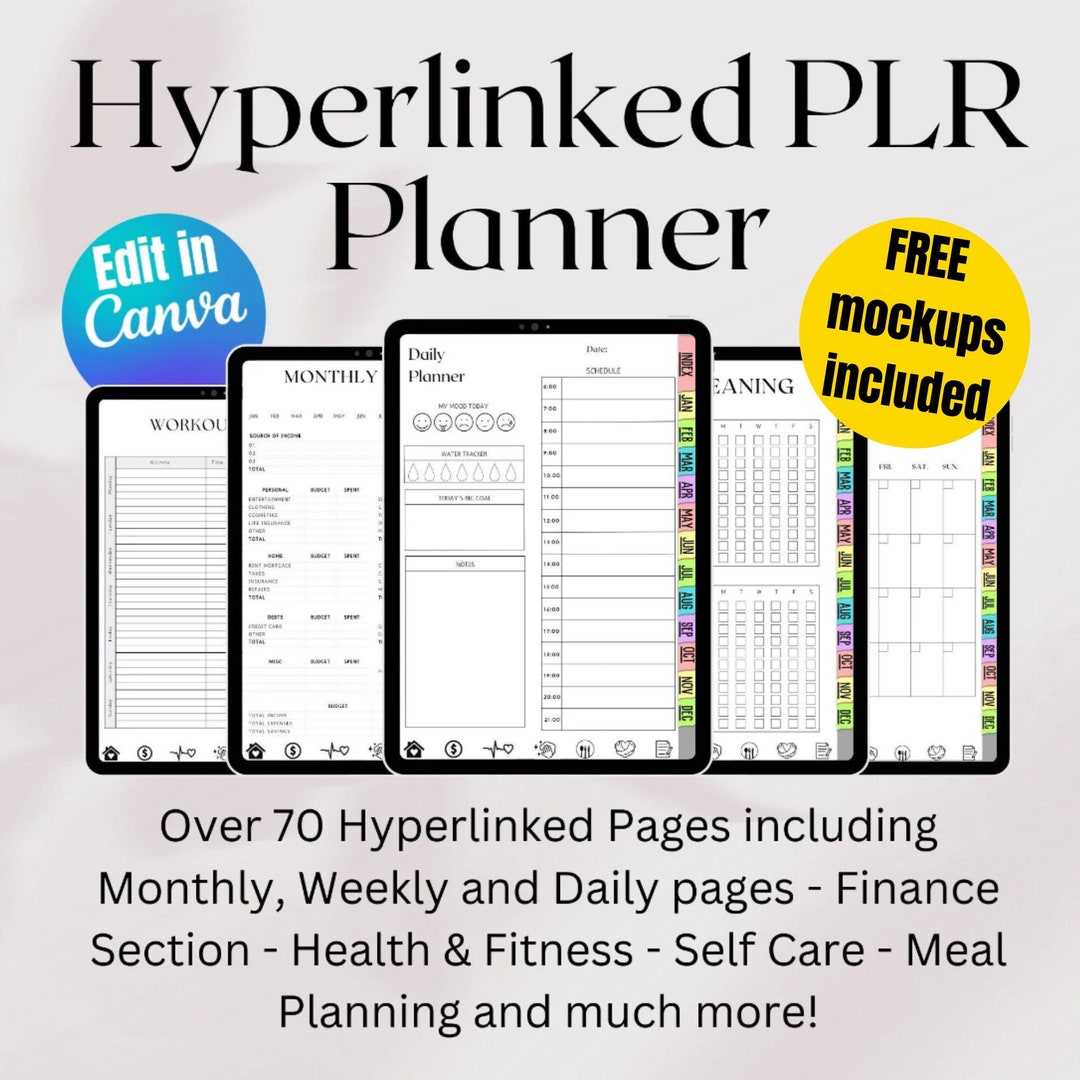 Undated PLR Planner Template, Create and Sell Hyperlinked Digital ...