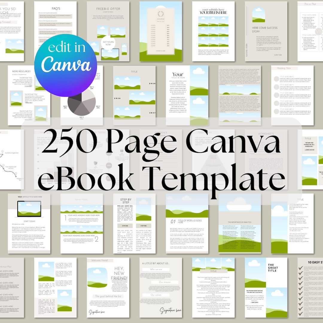 Canva Ebook Template, 250 Page Course Workbook Template, Create E-books ...