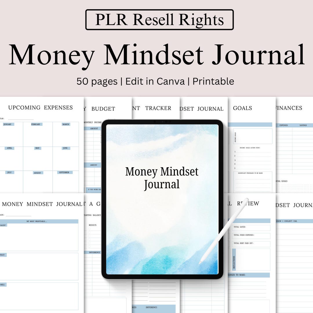 Money Mindset Journal Canva Template: Financial Planner (PLR Resell ...