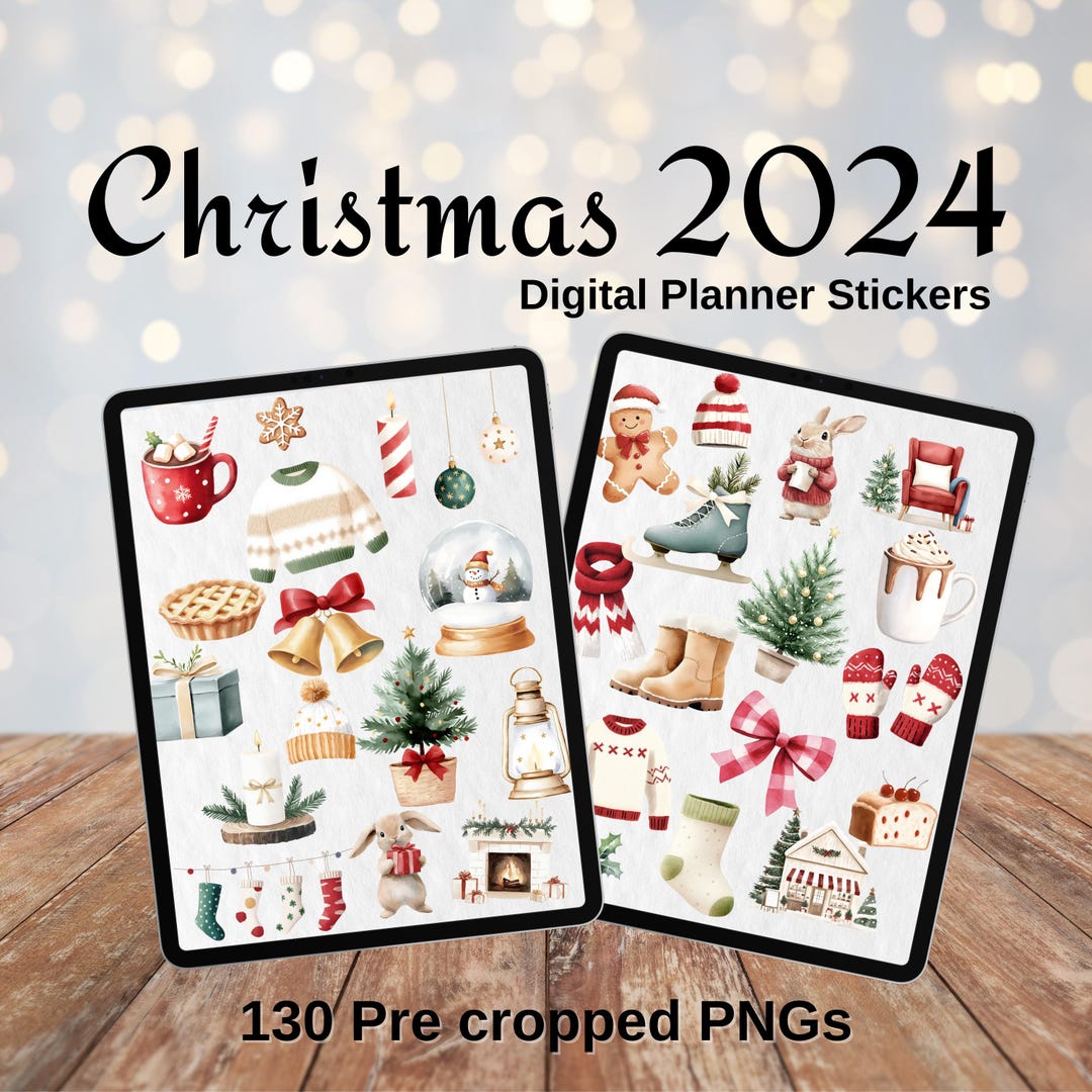 2024 Christmas Digital Stickers, Christmas Stickers, Holiday Stickers ...