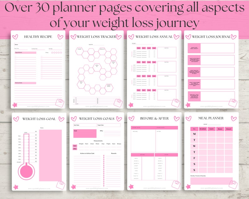 PLR Planner Weight Loss Tracker Bundle Templates, Edit on Canva ...