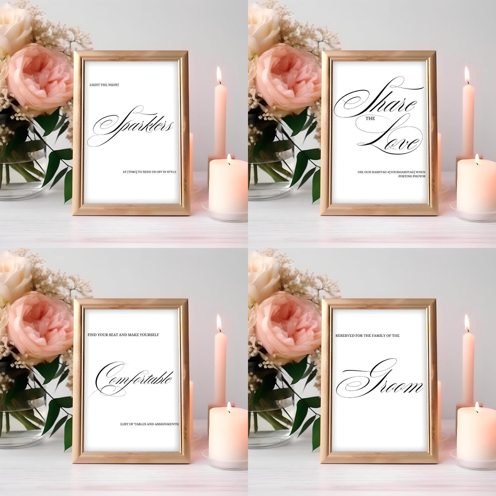 Editable Wedding Sign Templates: Minimalist Reception Signs (canva ...